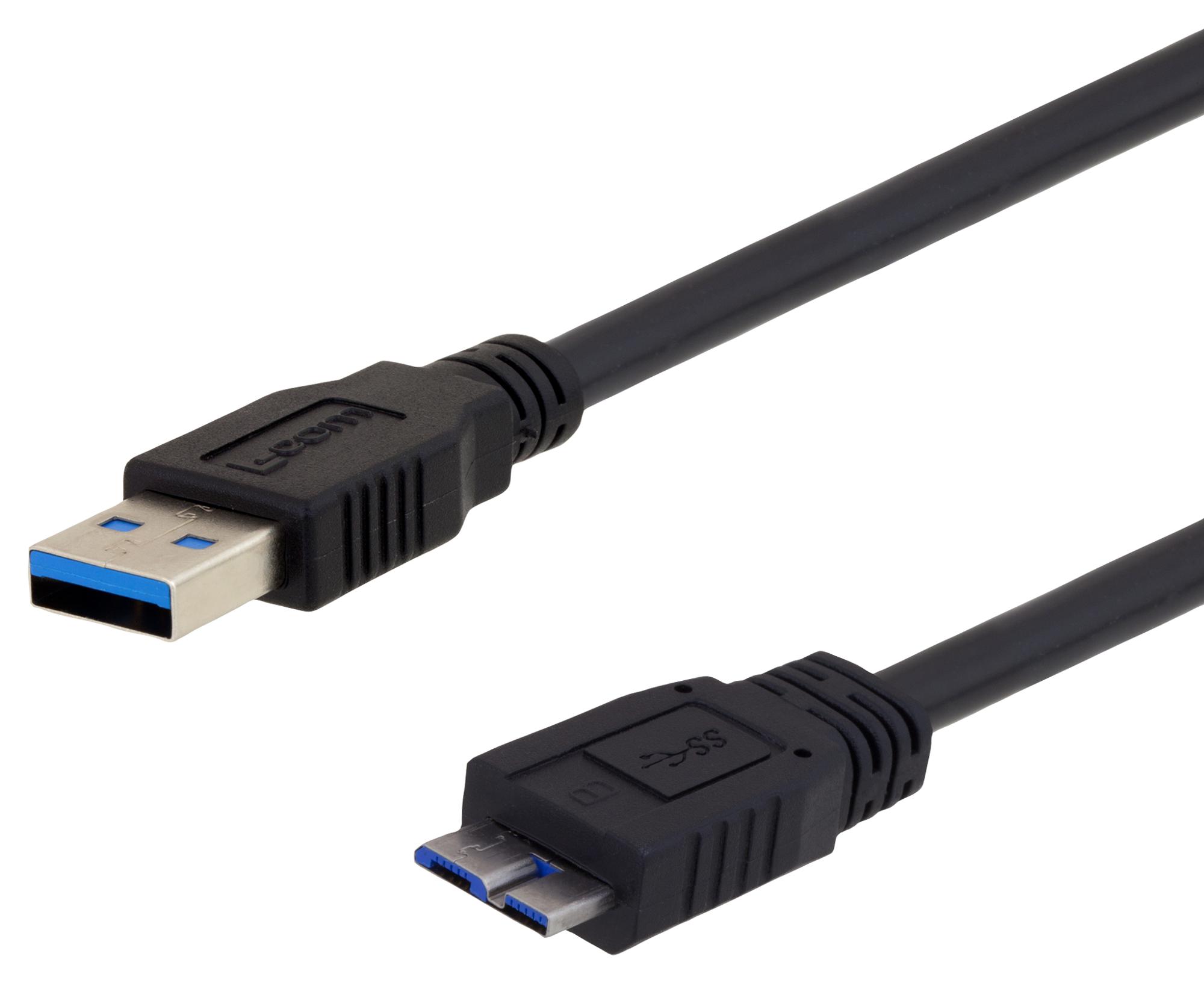U3A00014-03M - L-com - USB Cable, Type A Plug to Micro Type B Plug, 300 mm
