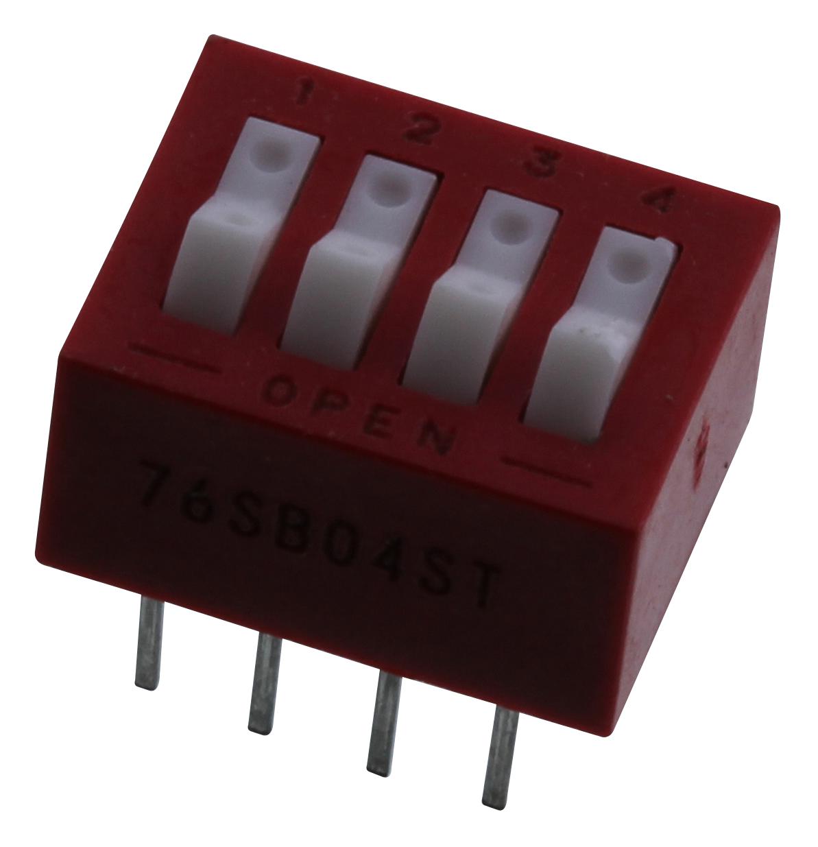 76SB04ST - Grayhill - DIP / SIP Switch, Raised Rocker, 4 Circuits