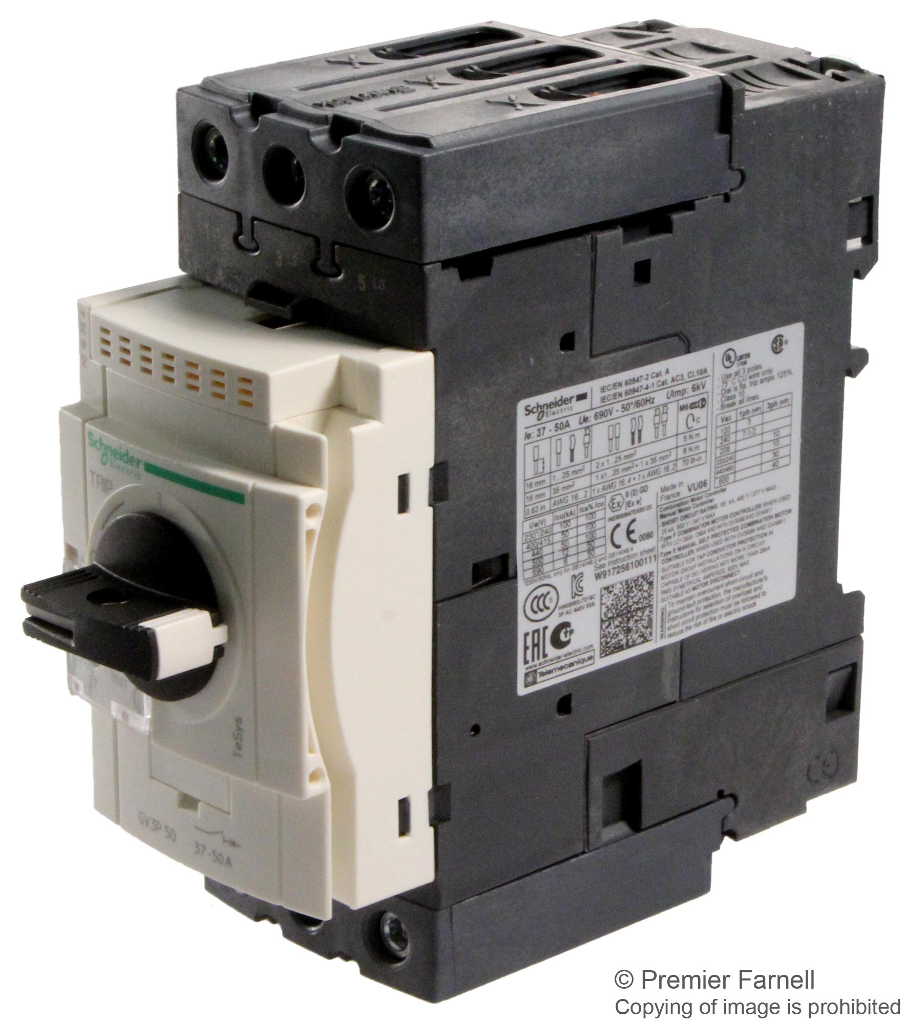 GV3P50 - Schneider Electric - Thermal Magnetic Circuit Breaker, TeSys ...