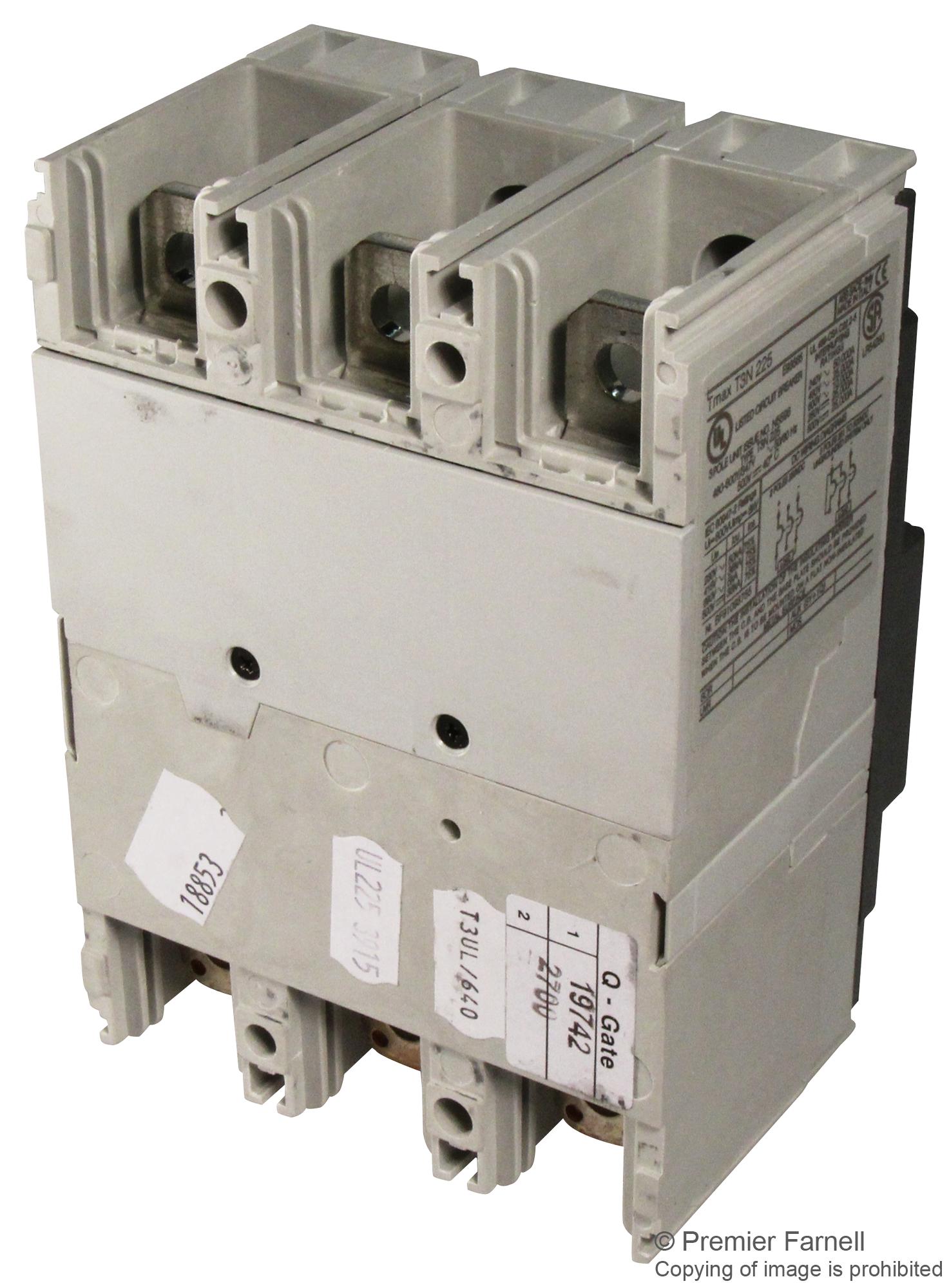 T3N225TW - Abb - Thermal Magnetic Circuit Breaker, Molded Case, Tmax T3 ...