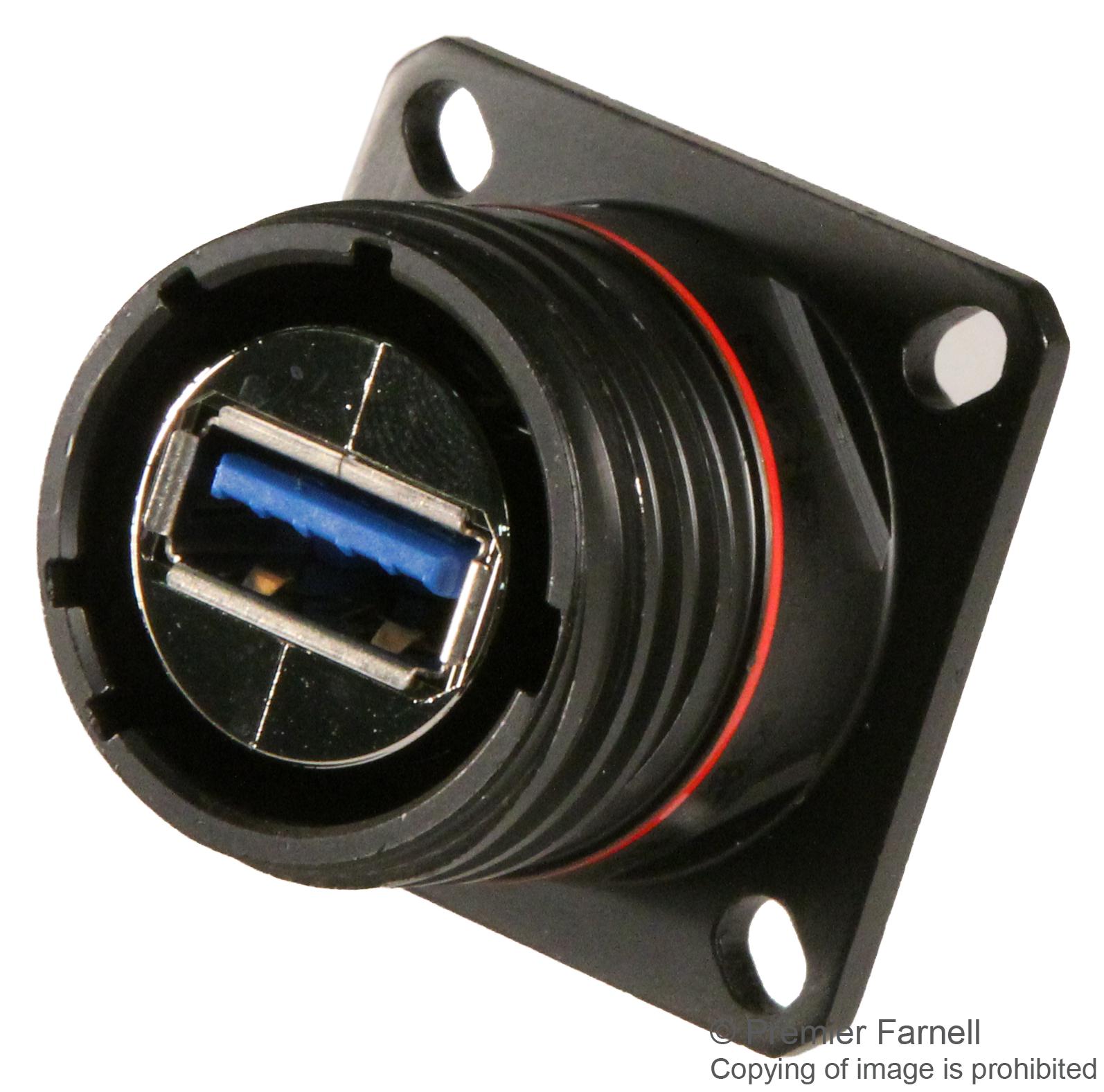 USB3FTV2AZN - Amphenol Pcd - USB Sealed Connector, Square Flange ...