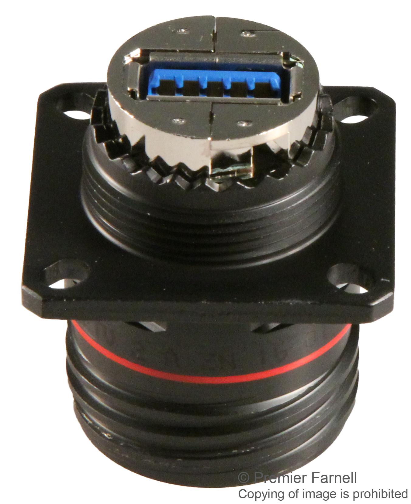 USB3FTV2AZN - Amphenol Pcd - USB Sealed Connector, Square Flange ...