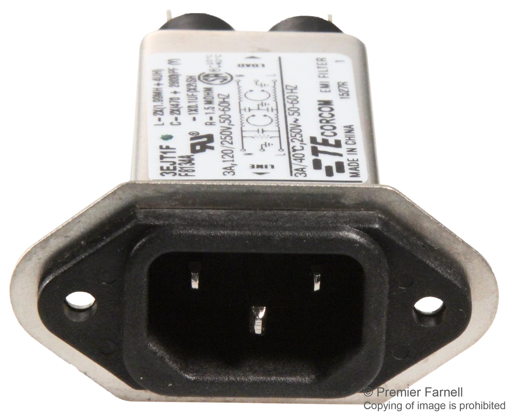 3EJT1F - Corcom - Te Connectivity - Filtered IEC Power Entry Module ...