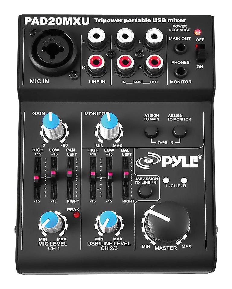 PAD20MXU - Pyle - Audio Mixer, Professional, Compact