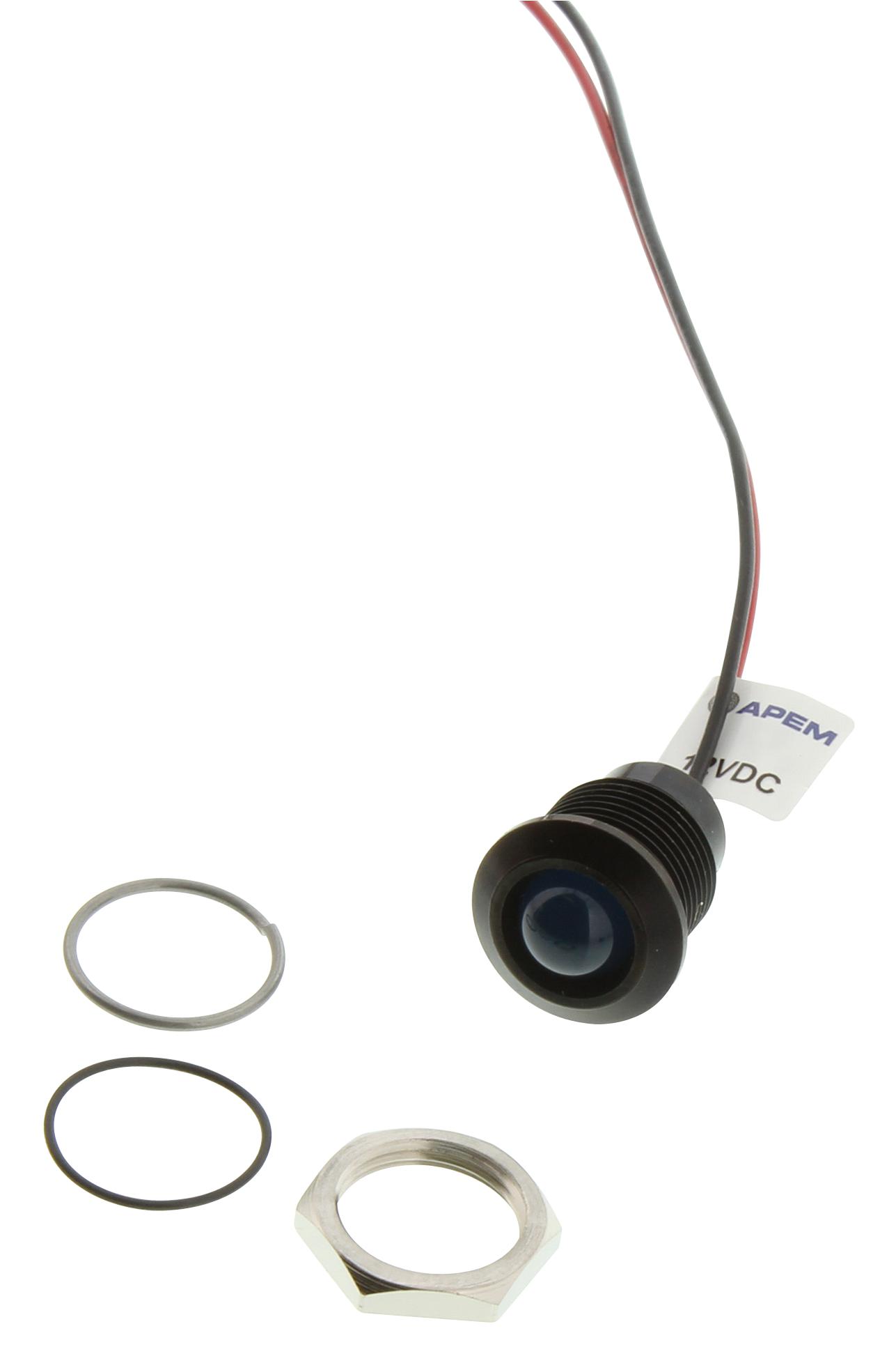 Q12-7P5BXXB12E - Apem - LED Panel Mount Indicator, Blue, 12 VDC