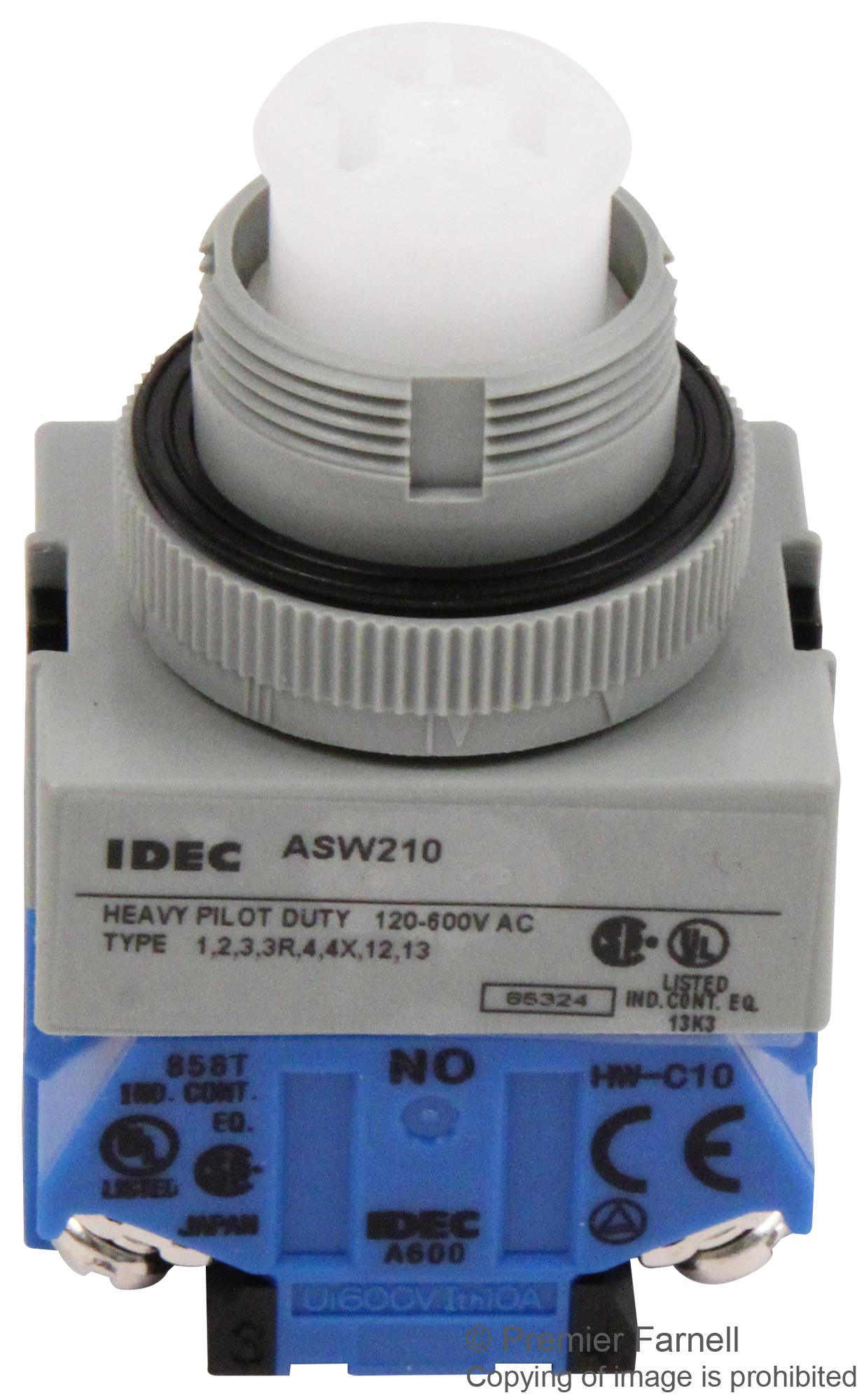 ASW210 - Idec - Rotary Switch, 2 Position, 1 Pole