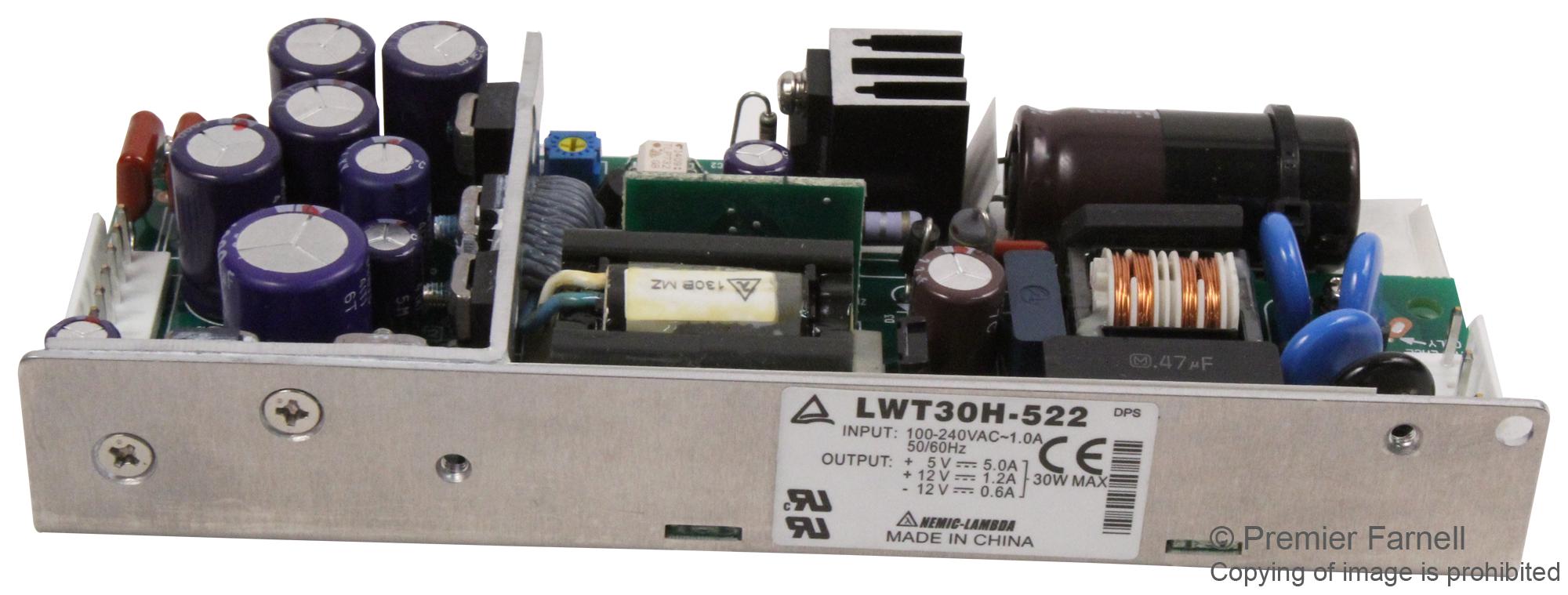 LWT30H-522 - Tdk-lambda - AC/DC Open Frame Power Supply (PSU), 3 Output, 30 W
