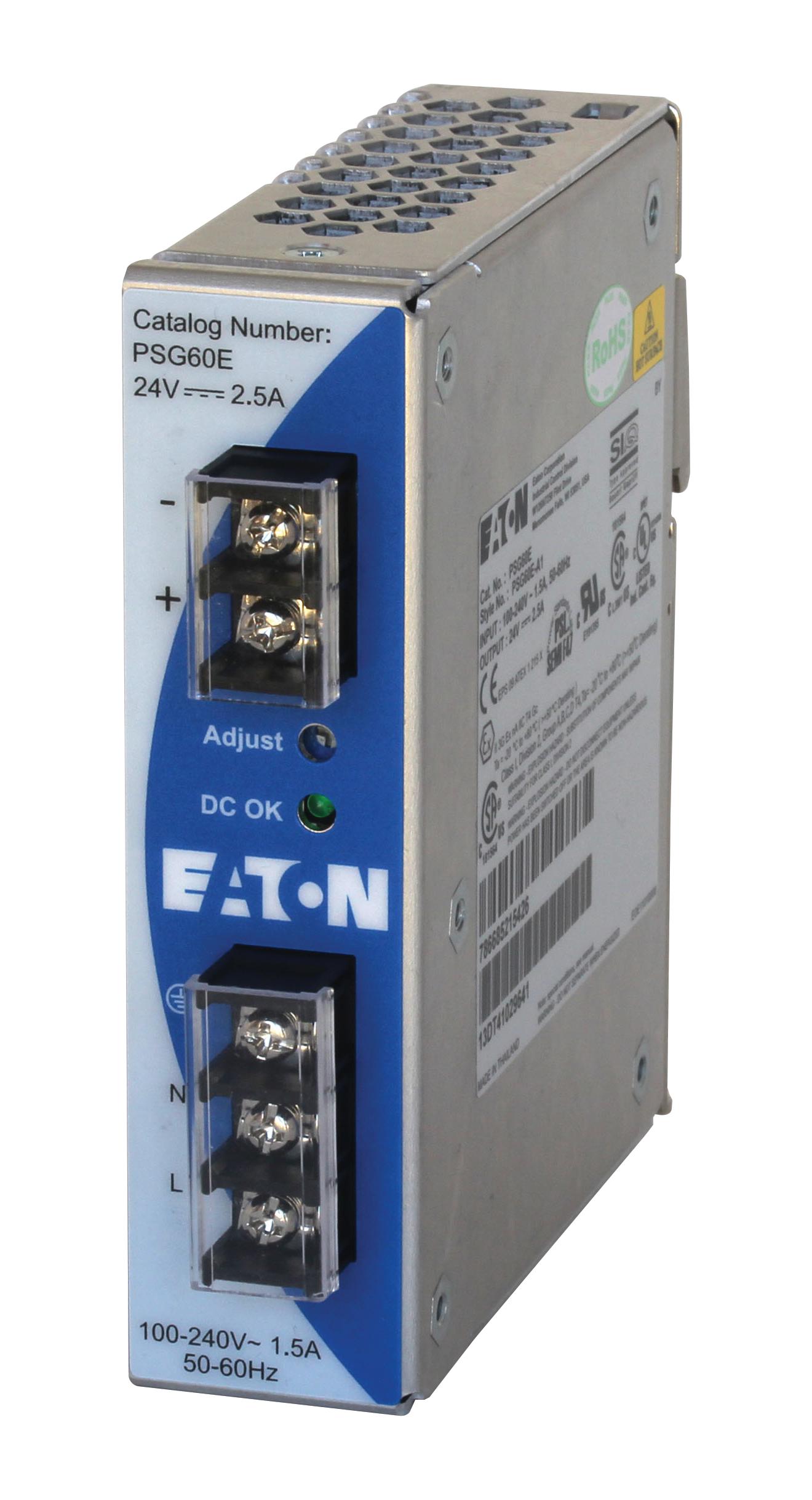 PSG60E - Eaton - AC/DC DIN Rail Power Supply (PSU), Single Phase, 1 Output