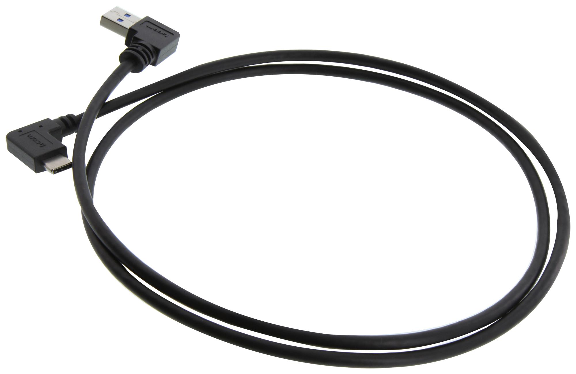 U3A00078-03M - L-com - USB Cable, 90° Type A Plug to 90° Type C Plug ...