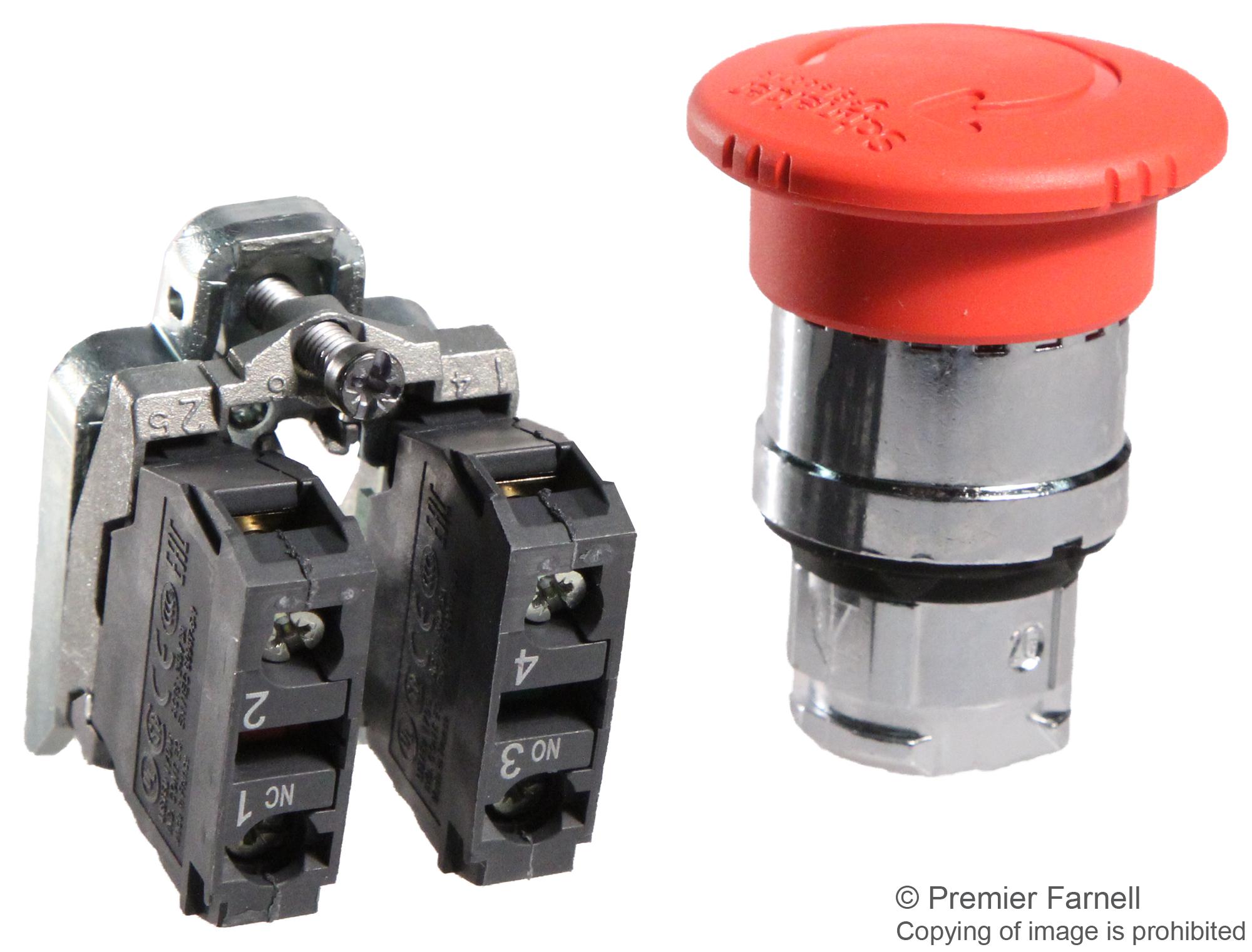 XB4BS8445 - Schneider Electric - Emergency Stop Switch, SPST-NO, SPST-NC