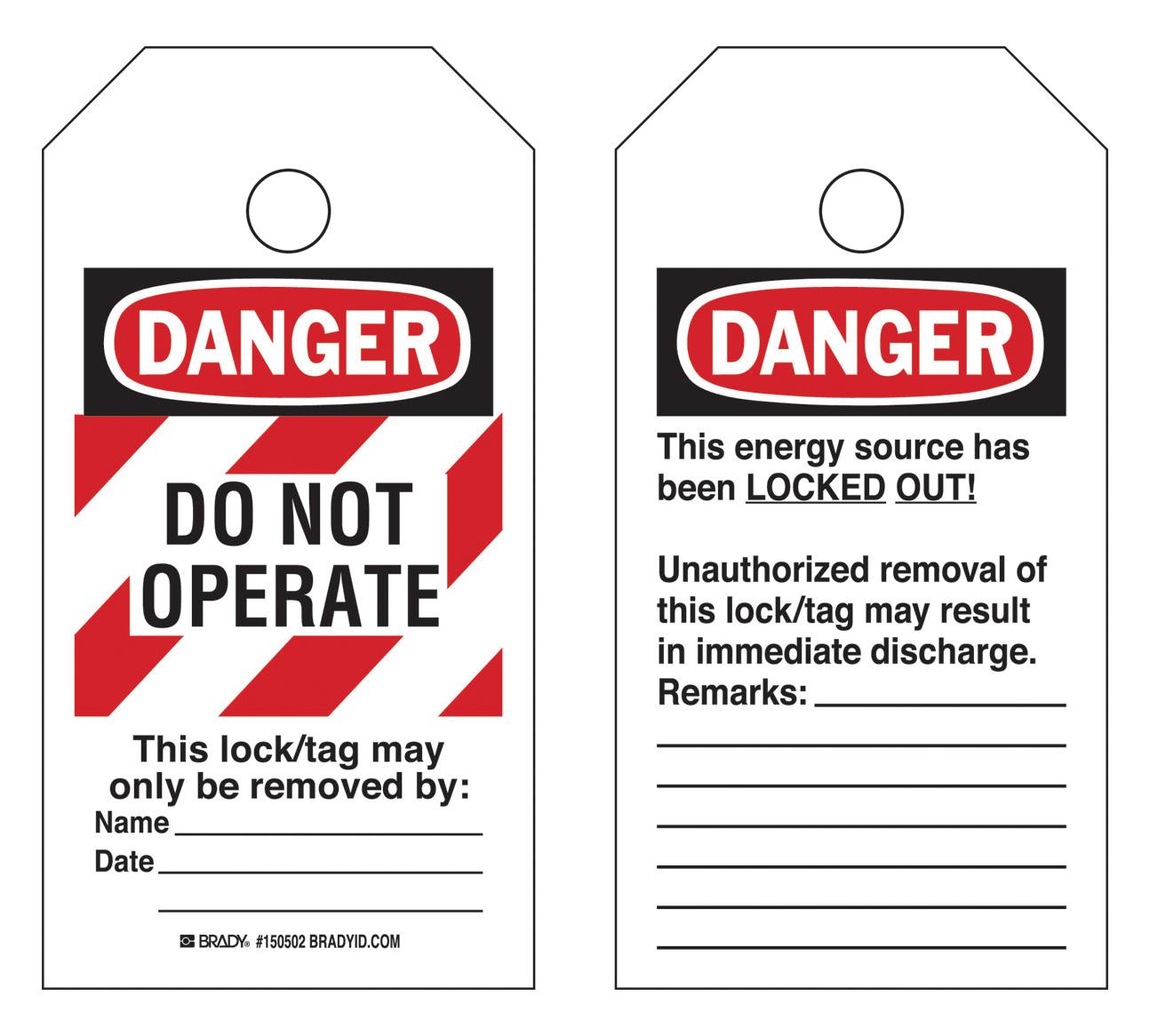 150502 - Brady - Safety Sign, Warning, Danger Do Not Operate