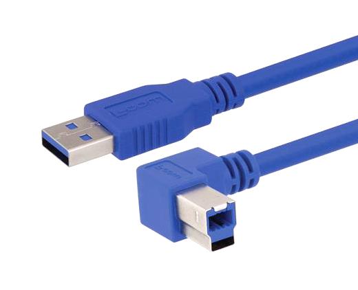 CA3A-90LB-3M - L-com - USB Cable, Type A Plug to 90° Type B Plug, 3 m