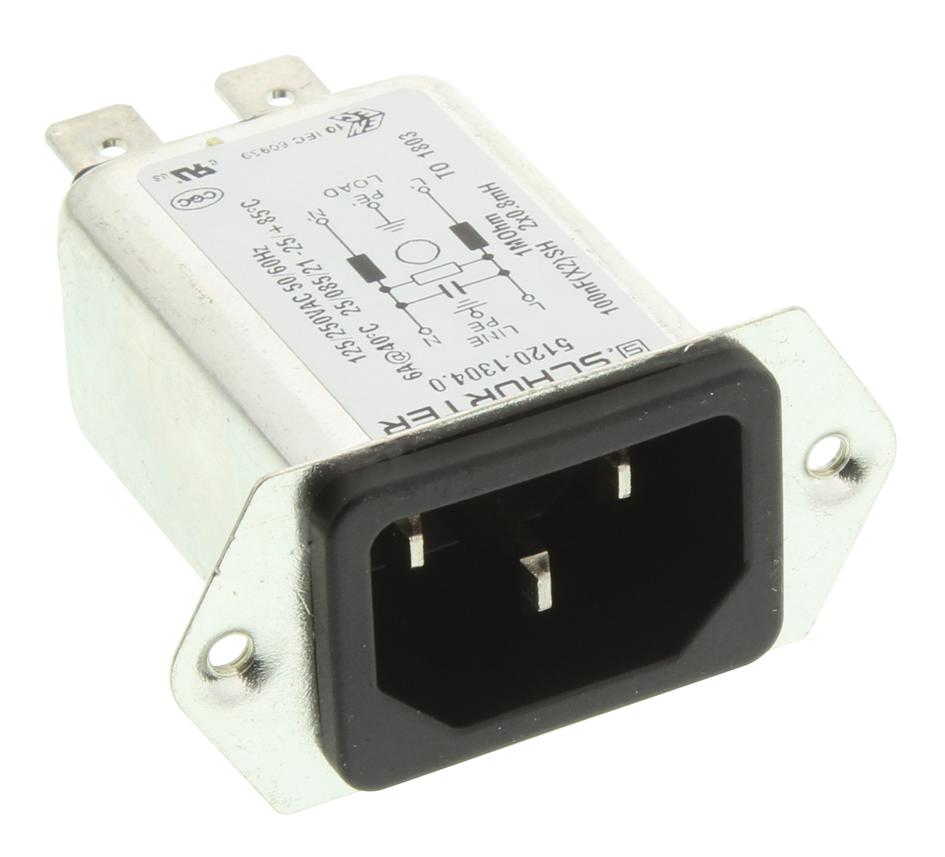 5120.1304.0 - Schurter - Filtered IEC Power Entry Module, IEC C14, Medical
