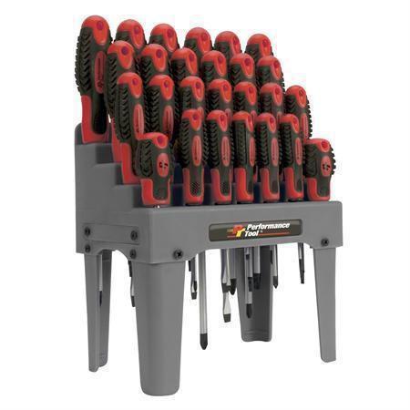 W1726 - Performance Tools - Screwdriver Set, Bench Rack, 26 Piece