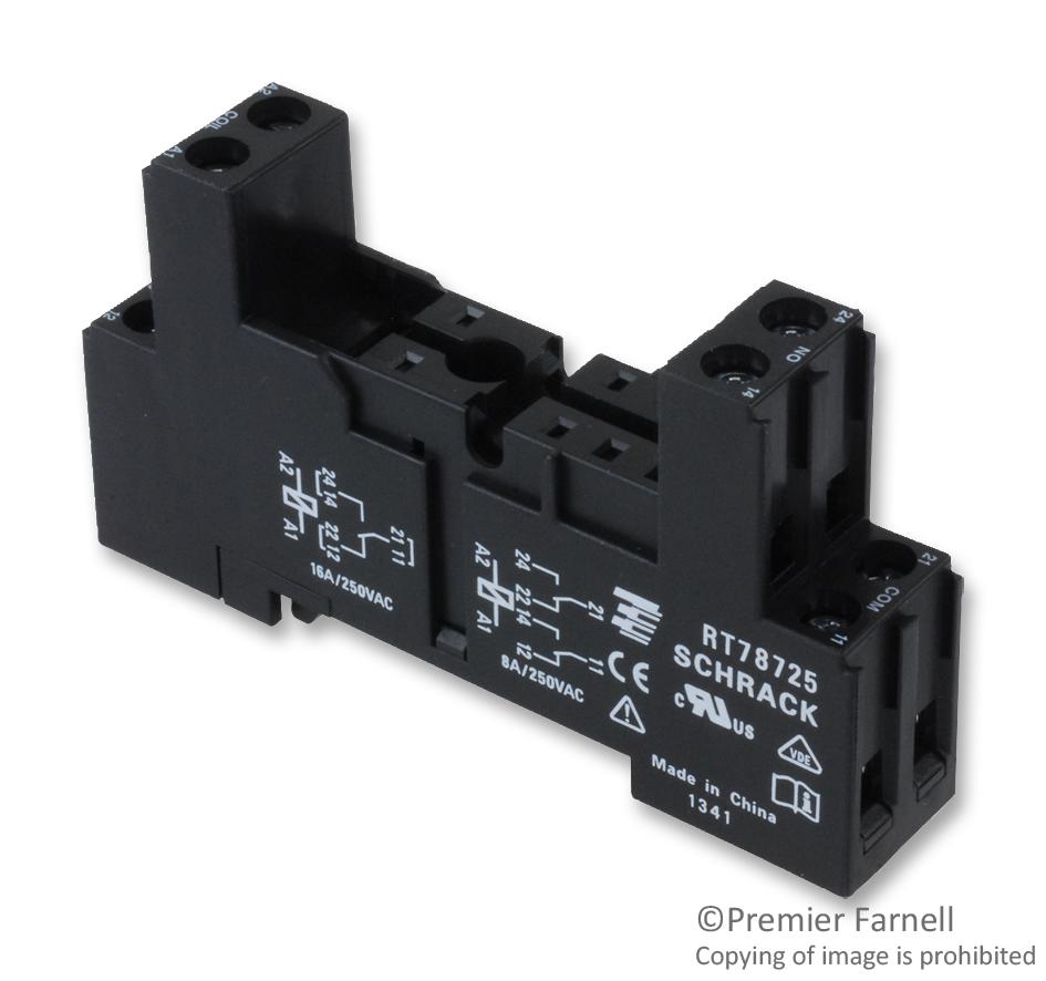 RT78725 - Schrack - Te Connectivity - Relay Socket, DIN Rail, Screw