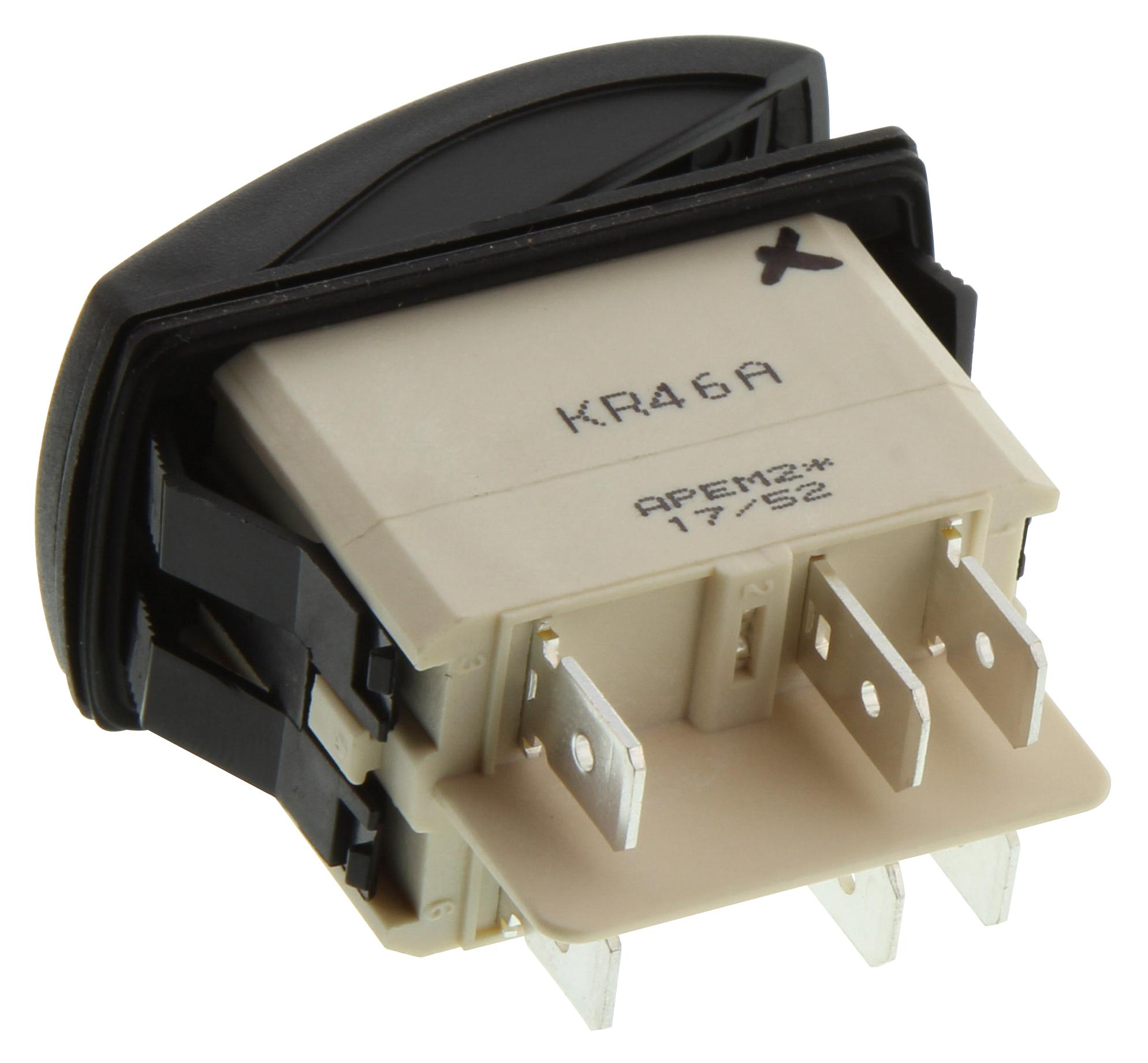 KR463AKXXA12N01XX02 - Apem - Rocker Switch, Non Illuminated, DPDT
