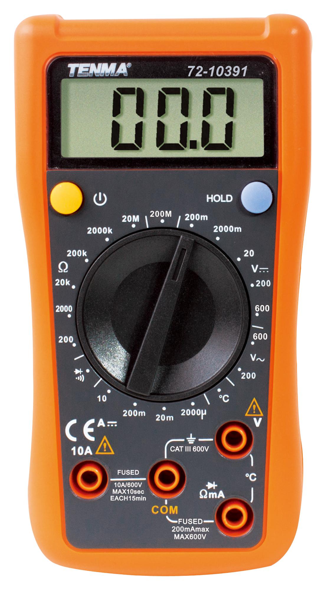 72-10391 - Tenma - Palm Size Digital Multimeter, 3-1/2 Digit, 600V AC/DC