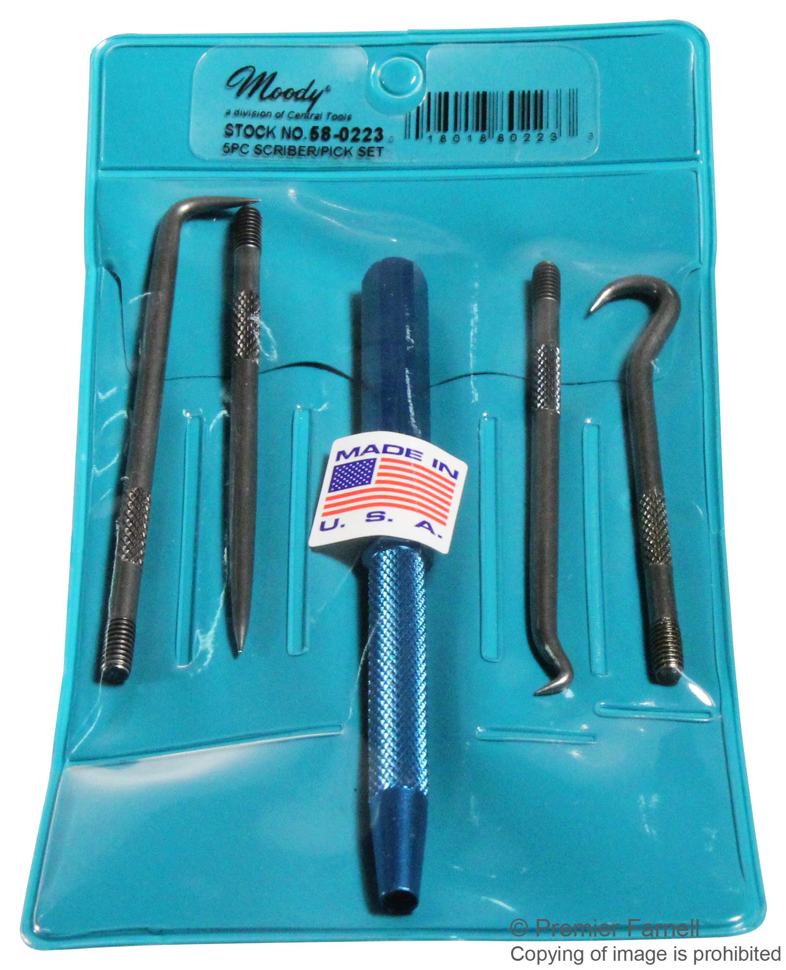 58-0223 - Moody Tools - Scriber Set, Interchangeable, Pick-Style