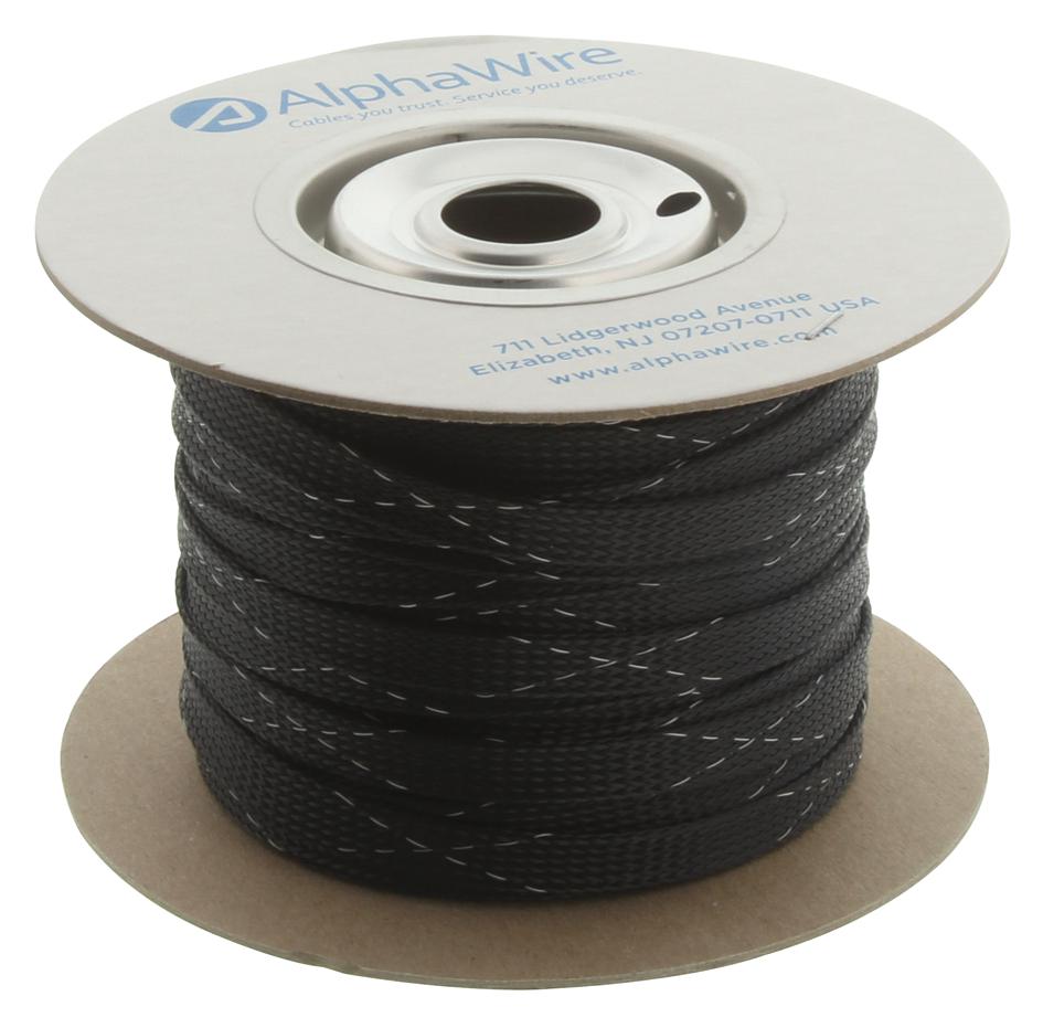 G1201/2 BK005 - Alpha Wire - Sleeving, Expandable Flame Retardant, Braided