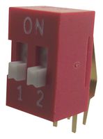 KAS2102ET E-SWITCH, DIP / SIP Switch, 2 Circuits, Slide, Through Hole, Right Angle, SPST-NO, 24 ...