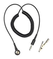 CC61M SCS, ESD Grounding Cord, Coiled, Black, 6ft, 1Mohm, 4mm Stud Size ...