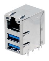 2250555-1 TRP CONNECTOR/BEL, Modular Connector, RJ45 Jack with USB, 3 x ...